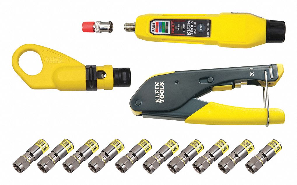 KLEIN TOOLS, For BNC, R6Q/RG6, Crimper and Connector Kit - 48UW16 ...