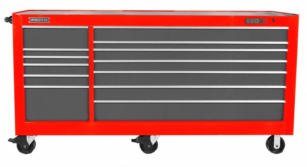 PROTO, Gloss Red, 88 1/4 in W x 27 in D x 46 3/8 in H, Rolling Tool ...