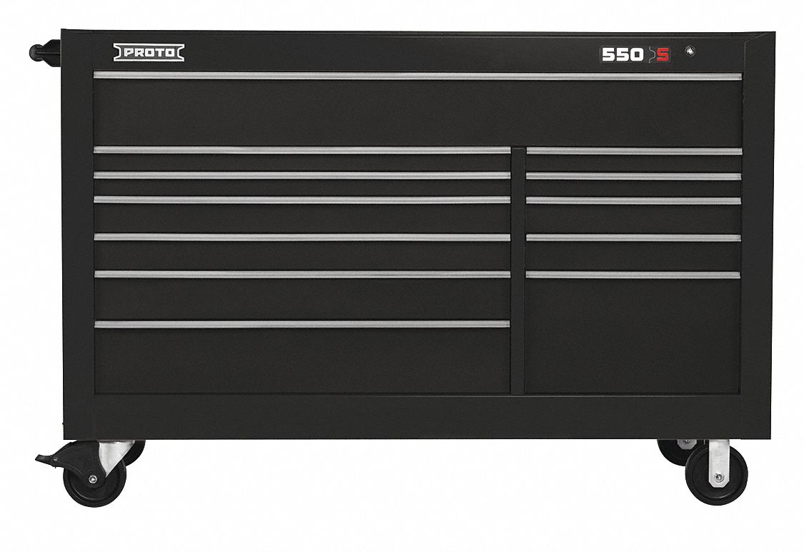 PROTO, Black / Black Drawer, 66 in W x 27 in D x 46 in H, Rolling Tool ...