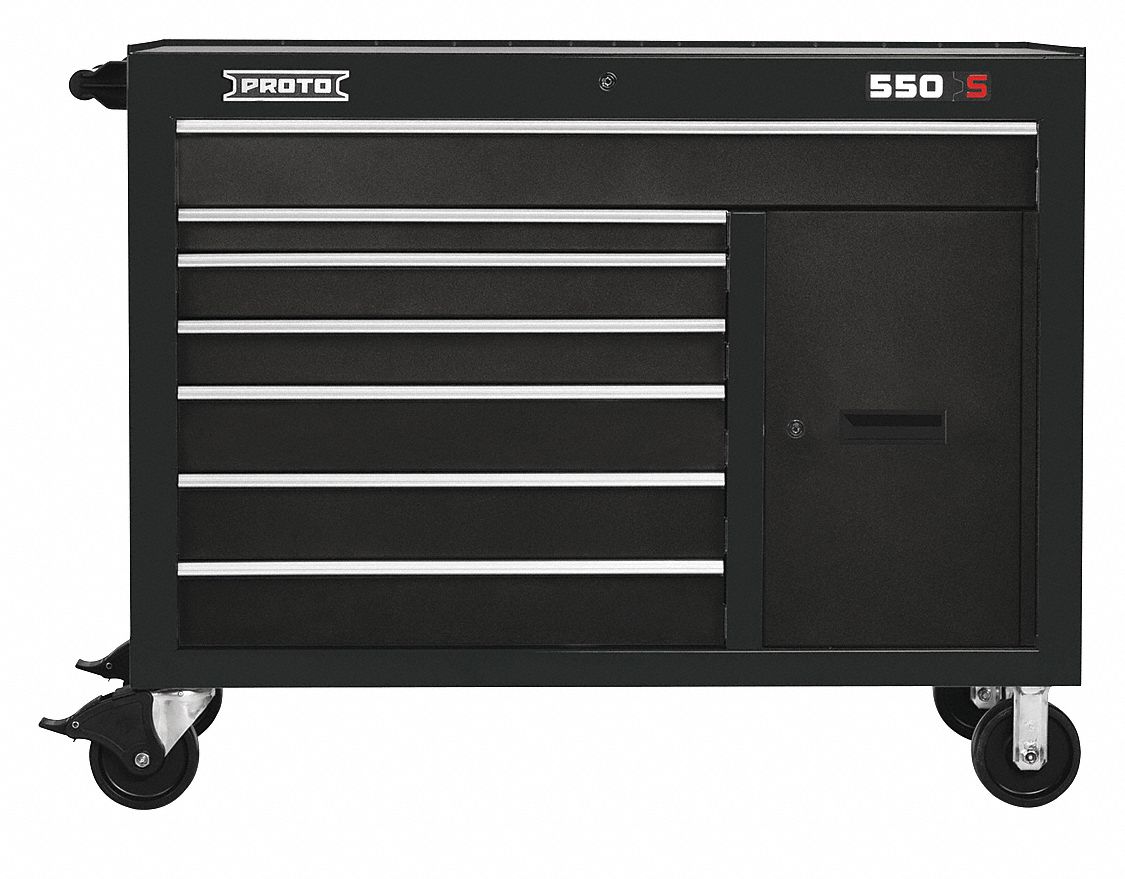 PROTO, Black / Black Drawer, 50 in W x 25 1/4 in D x 41 in H, Rolling ...
