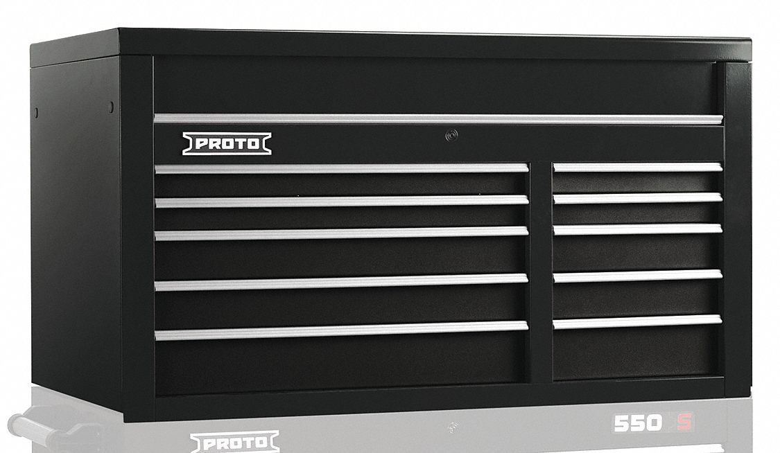 PROTO, 10 Drawers, Heavy Duty, Top Chest - 48VA01|J555027-10BK - Grainger
