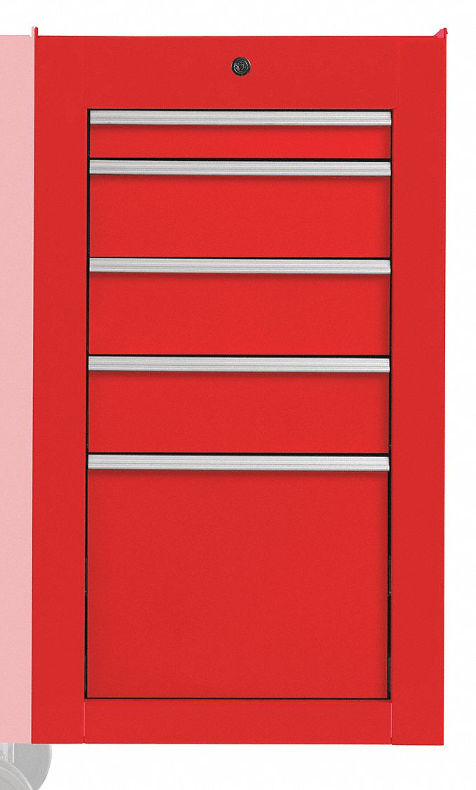 PROTO, Red, 5 Drawers, Side Cabinet - 48VA45|J551934-5RD-SC - Grainger