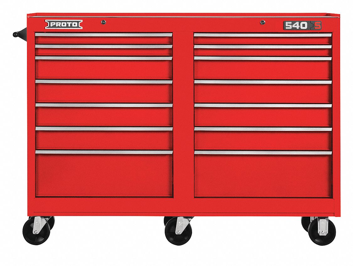 PROTO, Red / Red Drawer, 54 in W x 18 in D x 42 in H, Rolling Tool ...