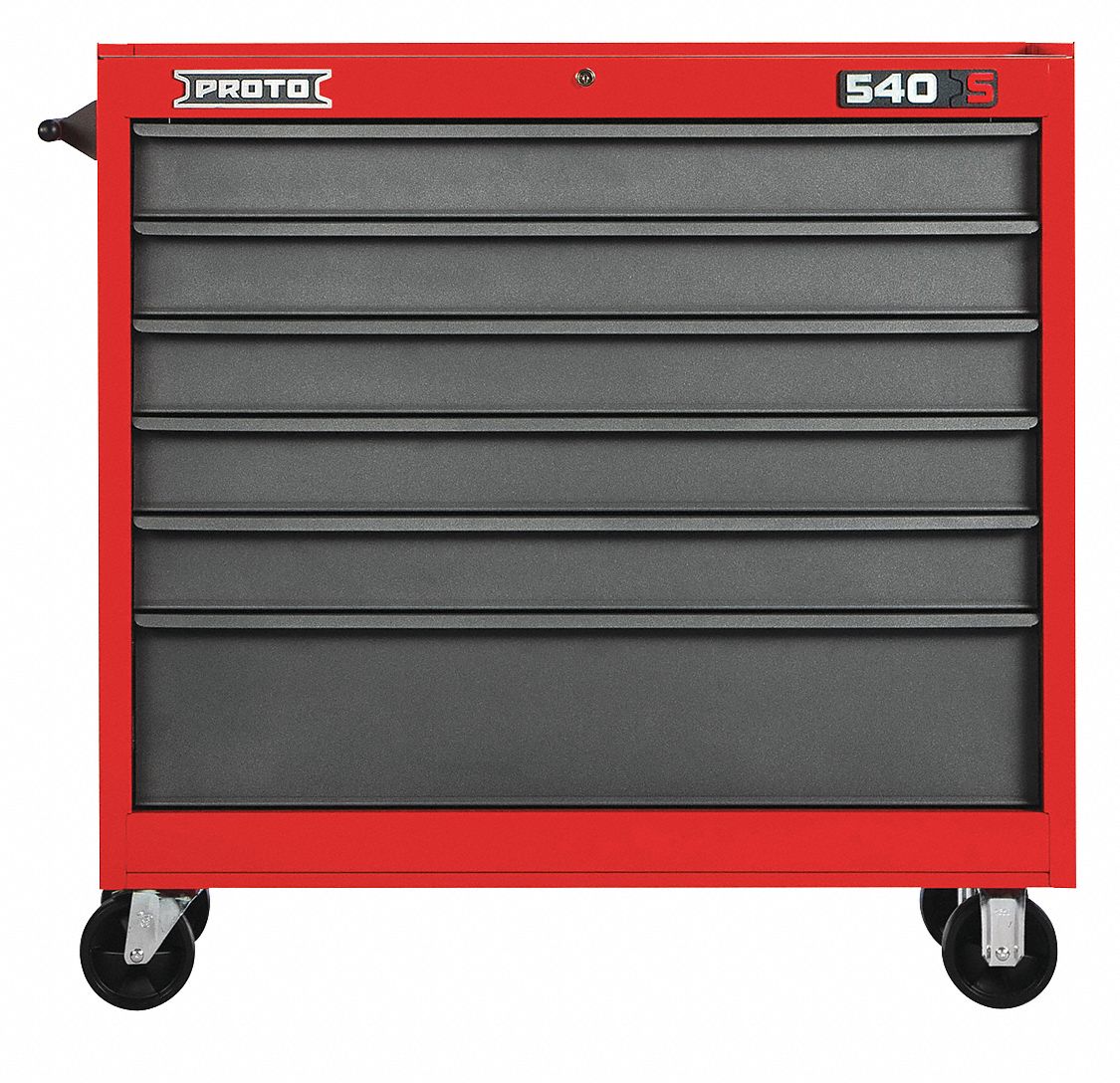 PROTO, Red / Gray Drawer, 41 in W x 18 in D x 42 in H, Rolling Tool ...