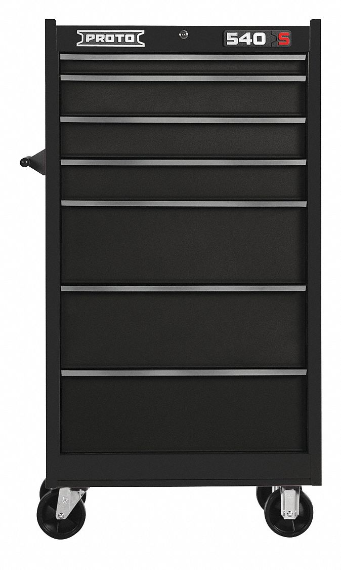 PROTO, Black / Black Drawer, 27 in W x 18 in D x 52 in H, Rolling Tool ...