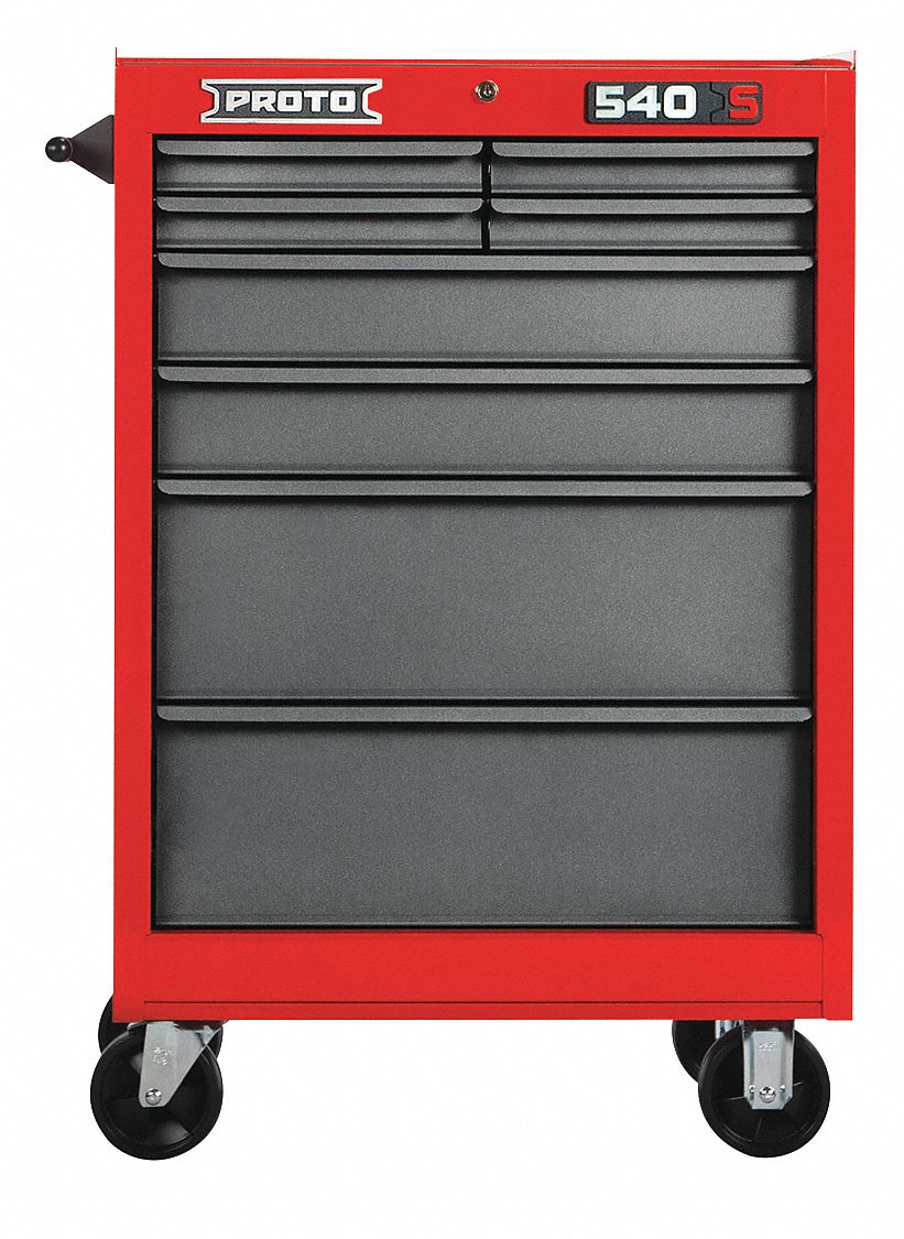 PROTO, Red / Gray Drawer, 27 in W x 18 in D x 42 in H, Rolling Tool ...