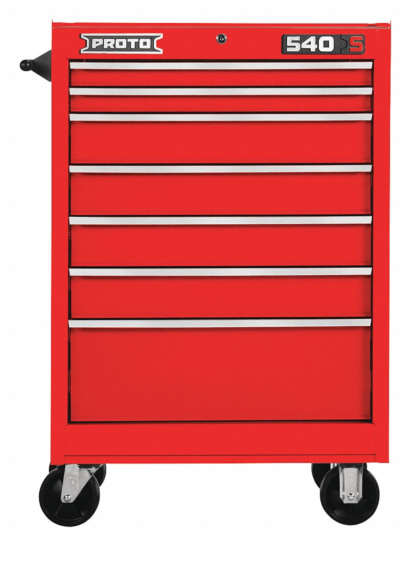 PROTO, Red / Red Drawer, 27 in W x 18 in D x 42 in H, Rolling Tool ...