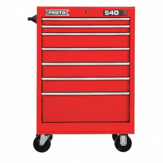 PROTO, Red / Red Drawer, 27 in W x 18 in D x 42 in H, Rolling Tool ...