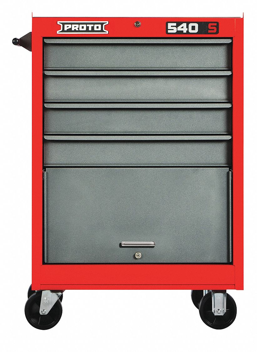 PROTO, Red / Gray Drawer, 27 in W x 18 in D x 42 in H, Rolling Tool ...