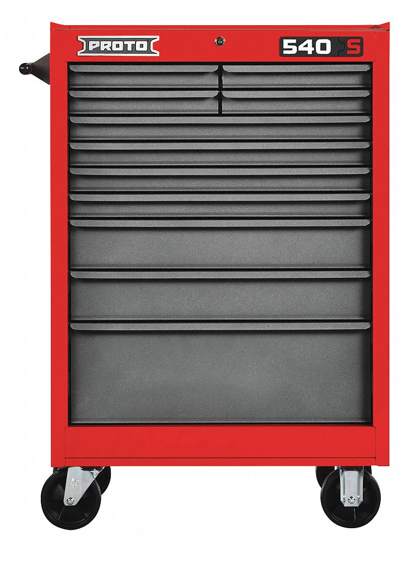 PROTO, Red / Gray Drawer, 27 in W x 18 in D x 42 in H, Rolling Tool ...