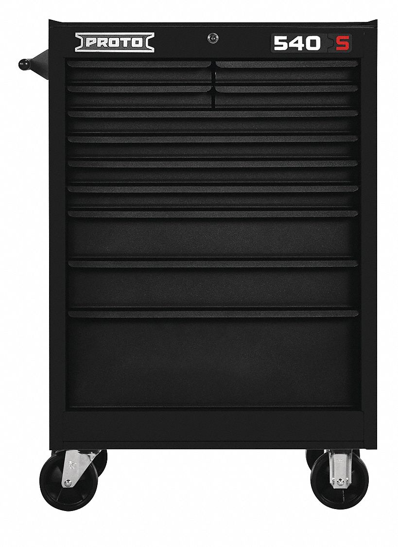PROTO, Matte Black, 27 in W x 18 in D x 42 in H, Rolling Tool Cabinet ...