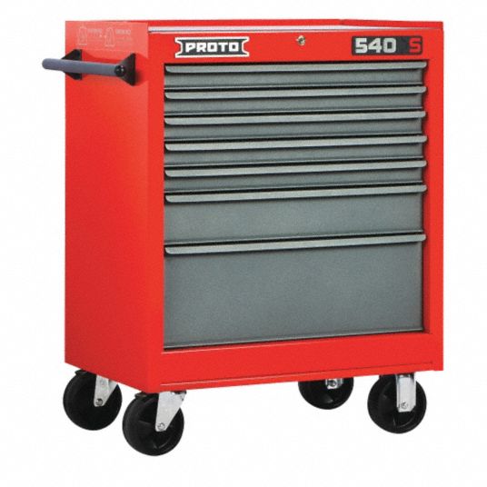 PROTO, Red / Gray Drawer, 27 in W x 18 in D x 35 in H, Rolling Tool ...