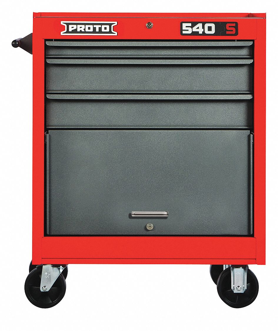 PROTO, Red / Gray Drawer, 27 in W x 18 in D x 35 in H, Rolling Tool ...