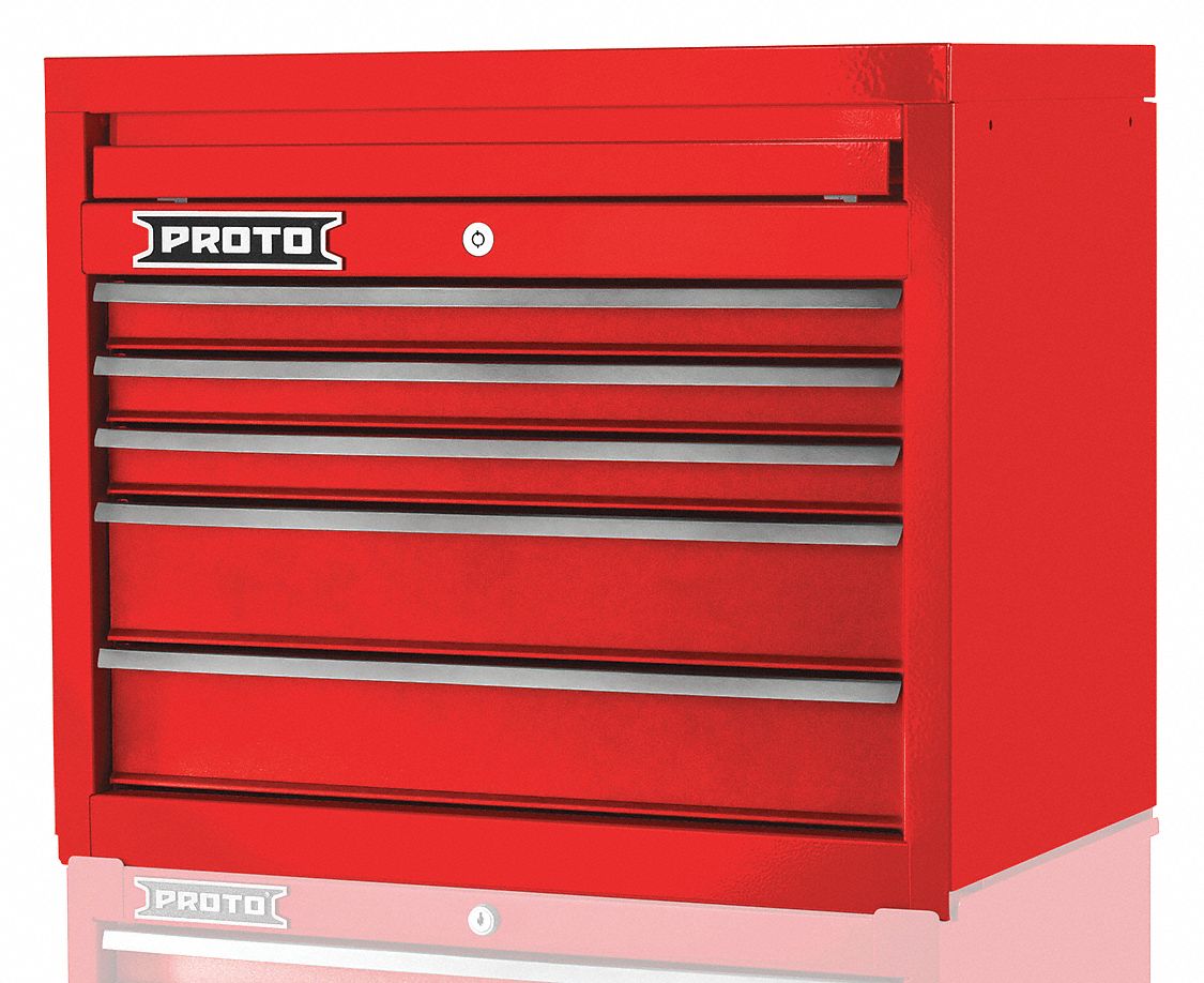 PROTO, 5 Drawers, Heavy Duty, Top Chest - 48VC53|J542723-5RD - Grainger