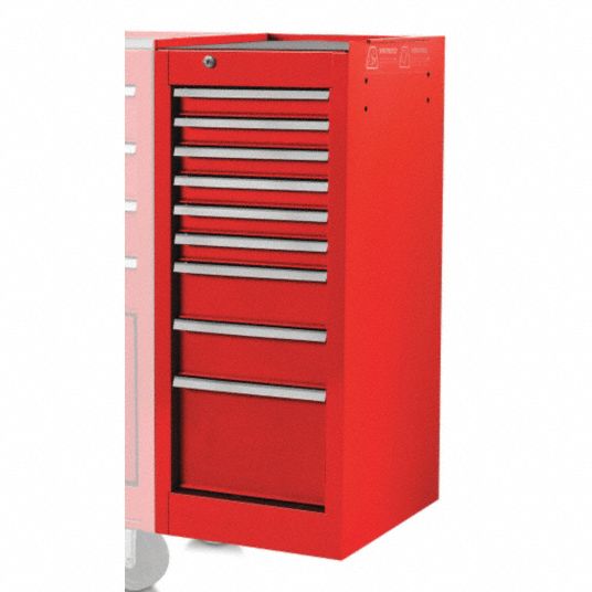 PROTO, Red, 9 Drawers, Side Cabinet - 48VD14|J541535-9RD-SC - Grainger