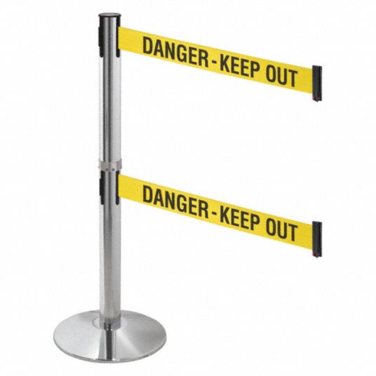 RETRACTA-BELT, Yellow, Danger Keep Out, Barrier Post with Belt - 48VH30 ...