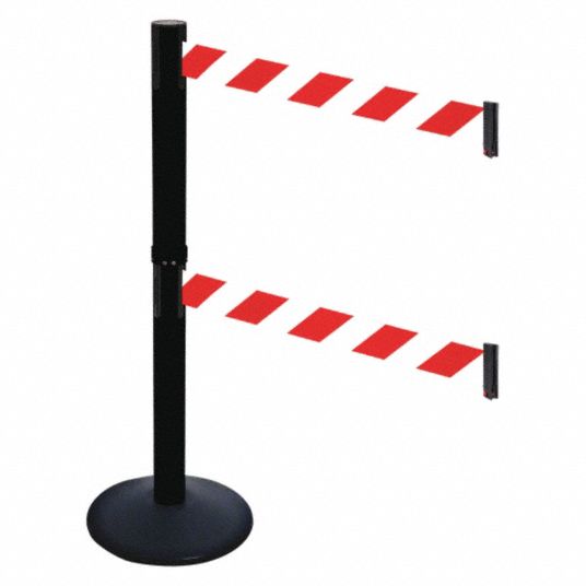 RETRACTA-BELT, Red/White, Diagonal Stripe, Barrier Post with Belt ...