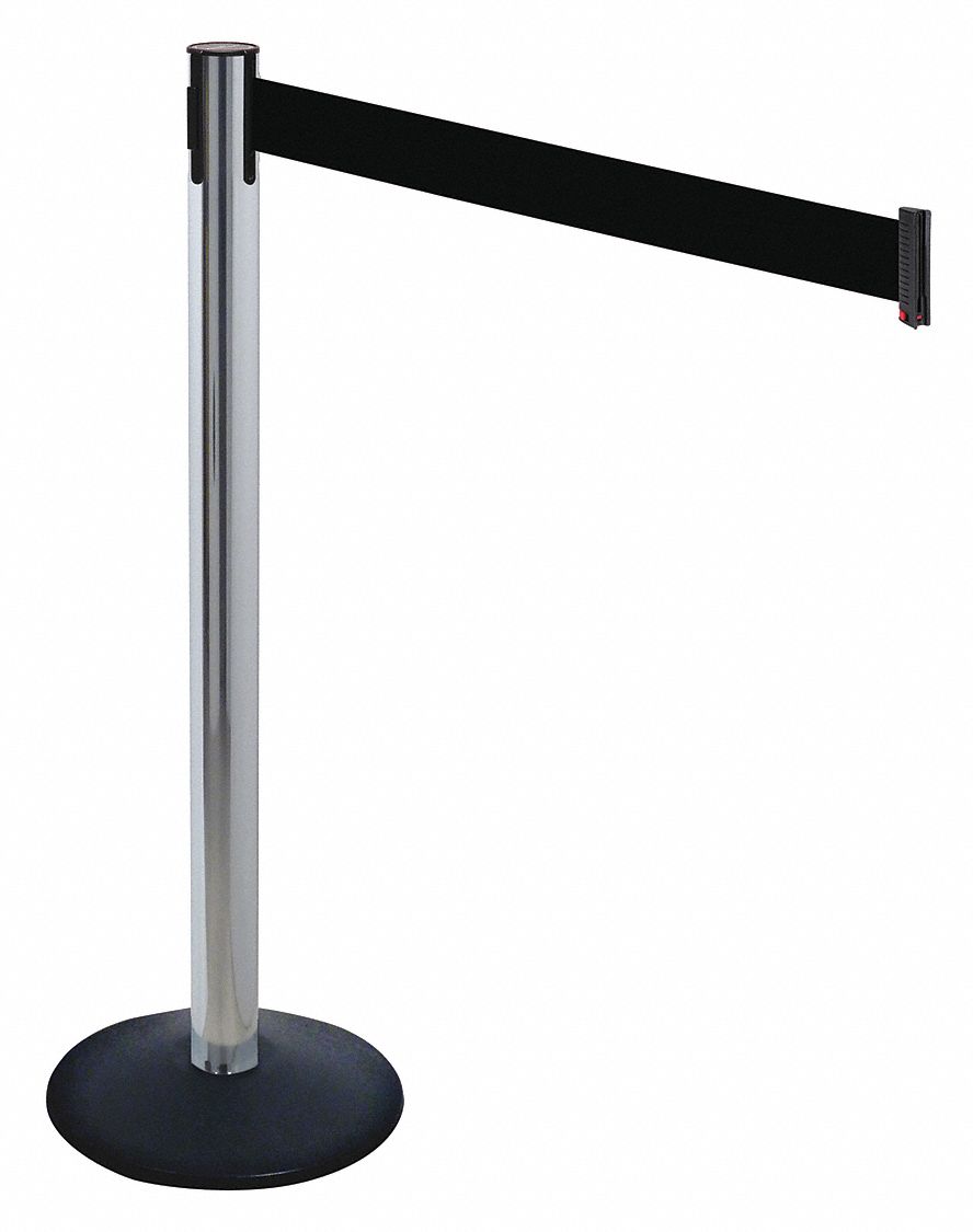 RETRACTA-BELT, Black, 10 ft Belt Lg, Barrier Post with Belt - 48VK38 ...