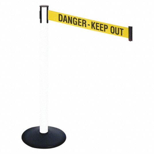 RETRACTA-BELT, Yellow, Danger Keep Out, Barrier Post with Belt - 48VK84 ...