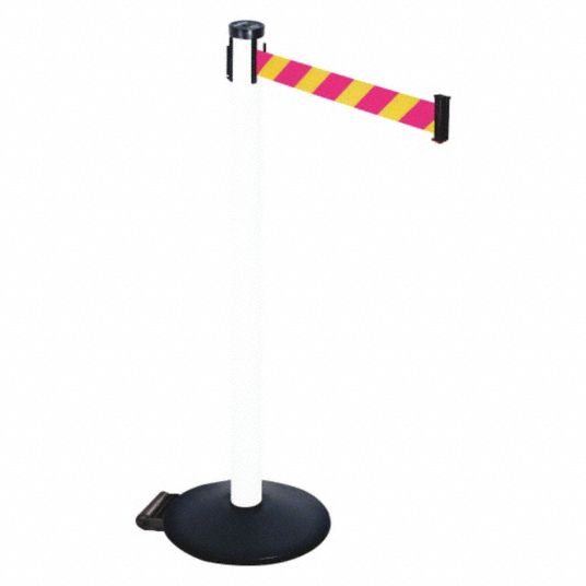 RETRACTA-BELT, Magenta/Yellow, Diagonal Stripe, Barrier Post with Belt ...