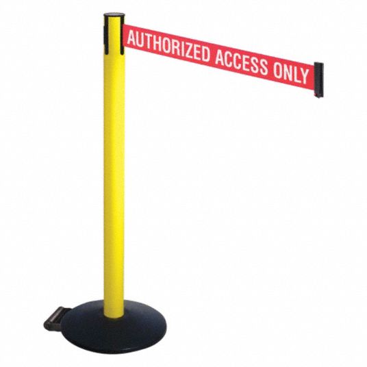 RETRACTA-BELT, Red, Authorized Access Only, Barrier Post with Belt ...