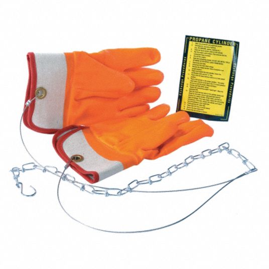 Propane Gloves,PVC,Orange,1/2" W - Grainger