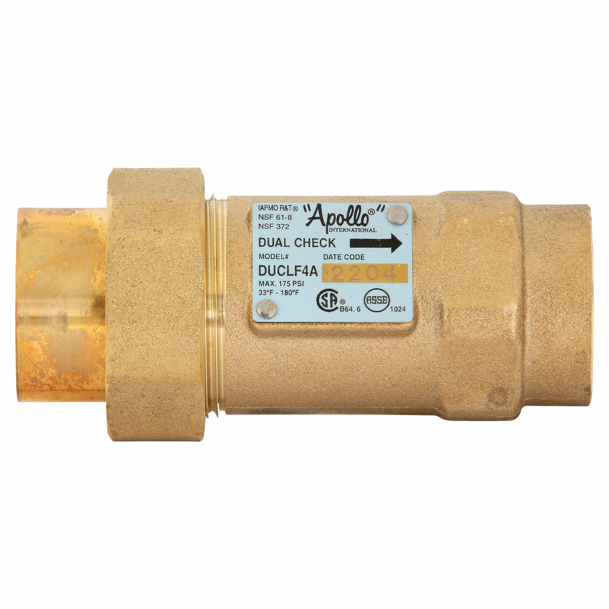 APOLLO, 4A, 1 in Pipe Size, Dual Check Valve - 48WL17|4ALF3A55A - Grainger