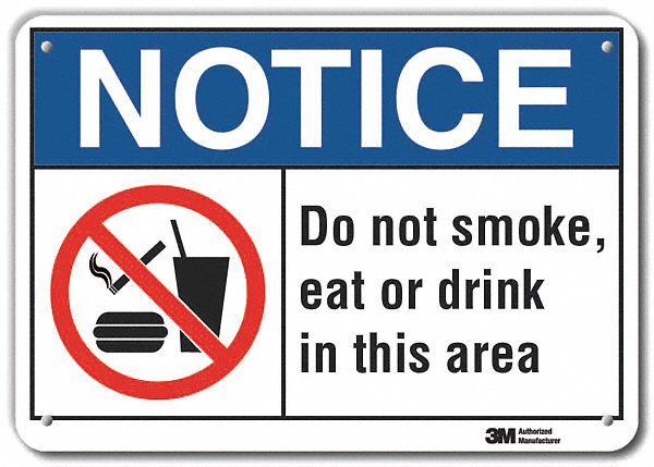 Aluminum, Mounting Holes Sign Mounting, Reflective No Smoking Notice ...