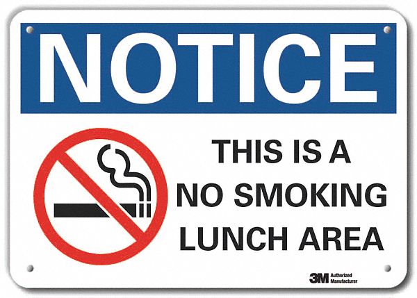 Aluminum, Mounting Holes Sign Mounting, Reflective No Smoking Notice ...