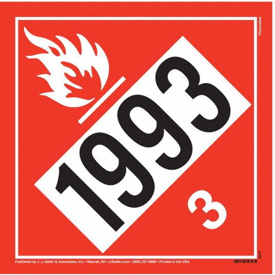 Flammable Liquid UN1993, 10 3/4 in Label Wd, DOT Container Placard ...