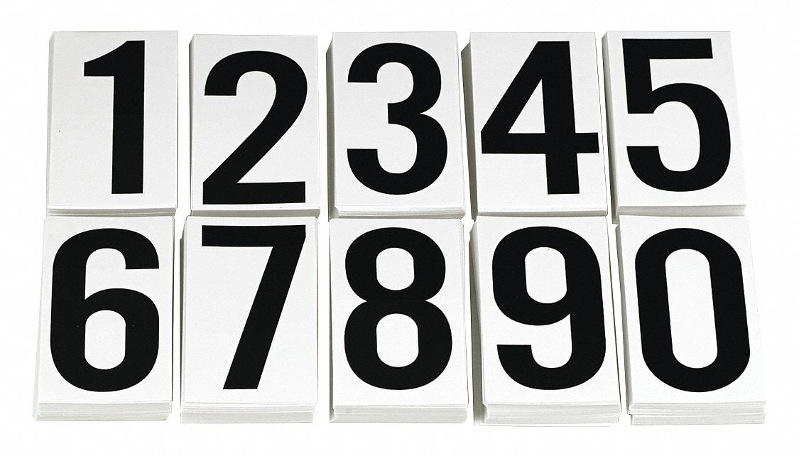 3 1/2 in Character Ht, Indoor/Outdoor, Number Label Set - 48WX09|612 ...
