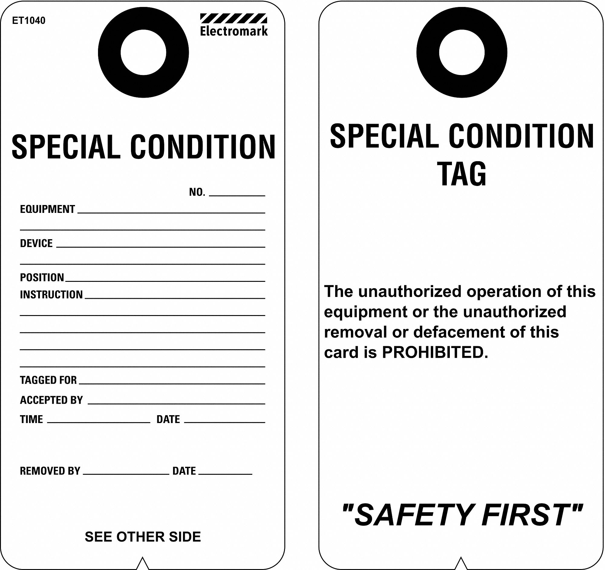 Information Tag, Height 6-1/4", Width 3-1/8" - Grainger