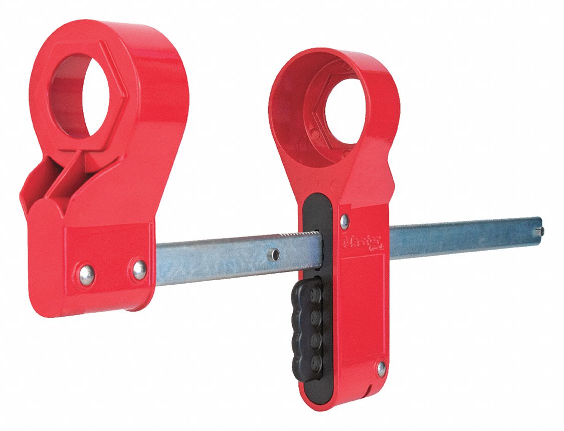 MASTER LOCK Blind Flange Lockout Device, Red/Black/Silver, 1.000 in to ...
