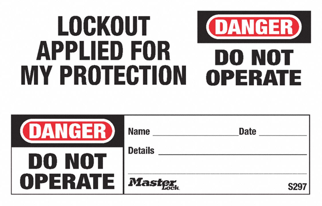 MASTER LOCK, Danger, Do Not Operate, Safety Tag - 48XM55|S297 - Grainger