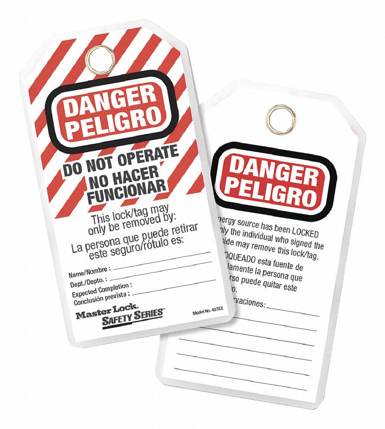 MASTER LOCK, Danger, No Hacer Funcionar, Danger Bilingual Tag - 48XM60 ...