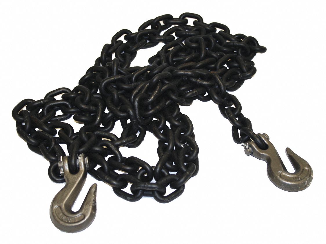 20 ft Grade 80 Straight Chain, 3/8 in Trade Size, 7100 lb Working Load ...