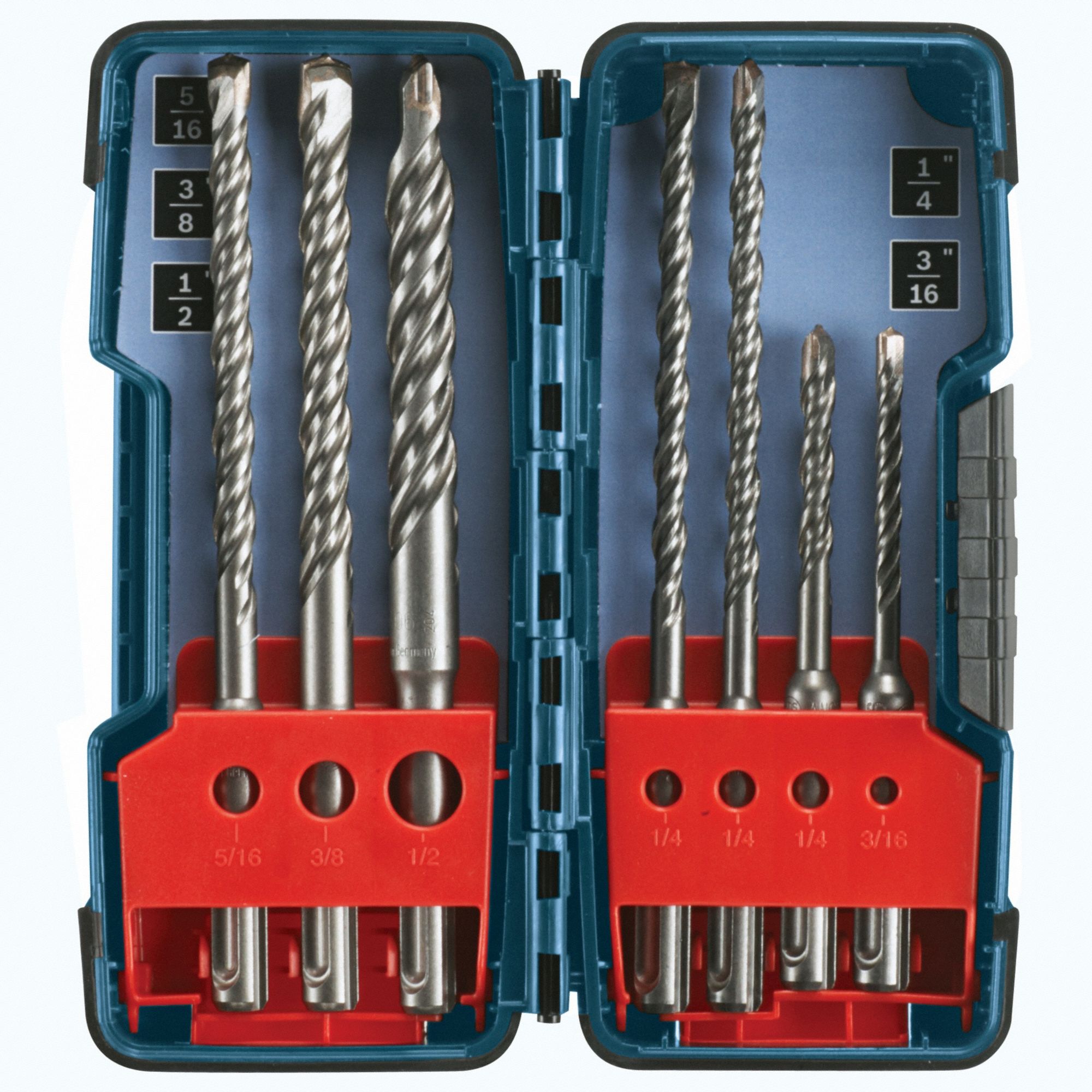 BOSCH Rotary Hammer Drill Set 6 In Overall Lg 3 16 In 1 4 In 5 16 In
