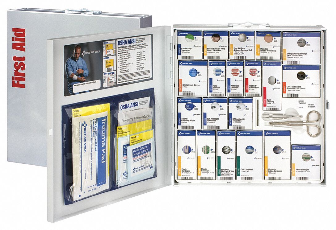 FIRST AID ONLY, 203 Components, ANSI/ISEA Z308.1-2021, First Aid Kit ...