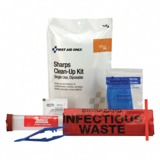 FIRST AID ONLY, Clean Up Kit, Nitrile/Plastic, Sharps Clean Up Kit ...