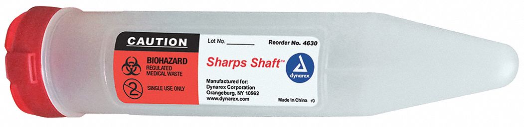 FIRST AID ONLY Sharps Container, Single Use Tube, 6 in. - 48ZE62 ...