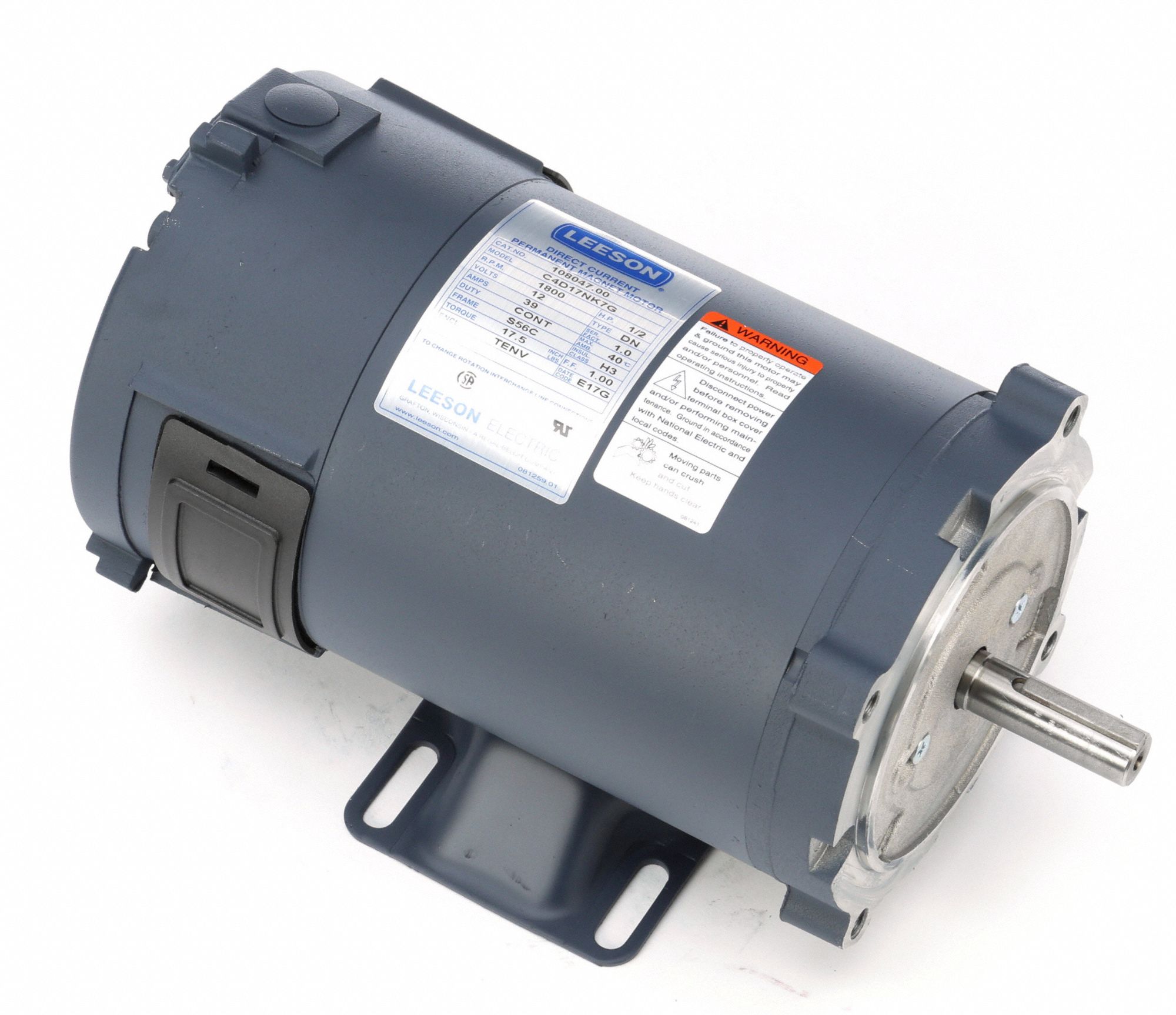 Leeson Dc Permanent Magnet Motor 12 Hp 56c Frame Nameplate Rpm