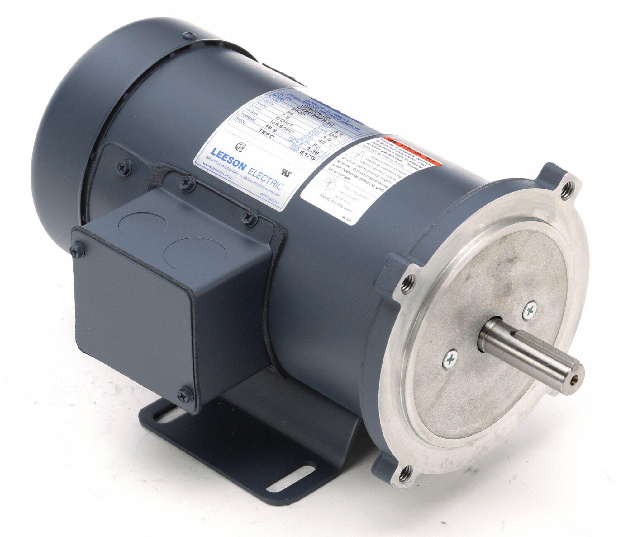 LEESON DC Permanent Magnet Motor: 3/4 HP, 2,500 Nameplate RPM, 56C ...