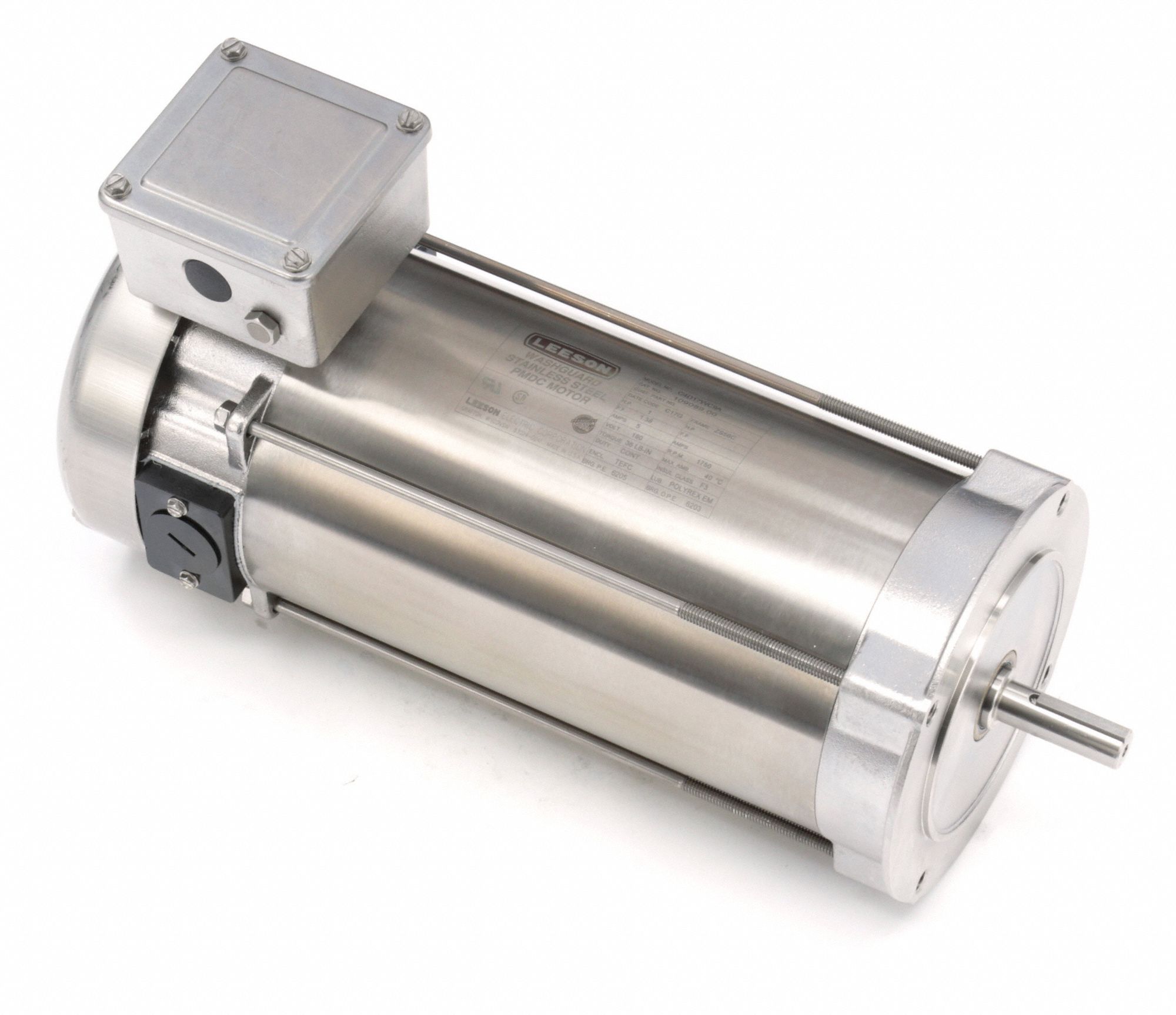 LEESON Washdown Motor: 1 HP, 1,750 Nameplate RPM, 56C Frame, Face ...