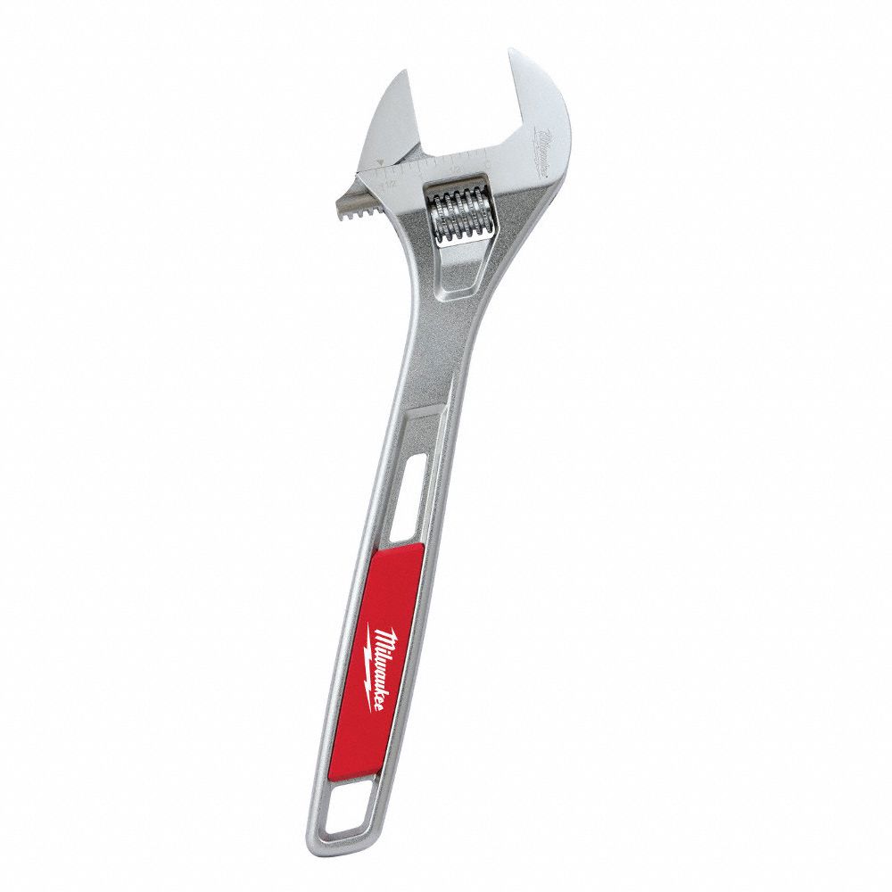 MILWAUKEE, Alloy Steel, Chrome, Adjustable Wrench - 48ZT24|48-22-7412 ...