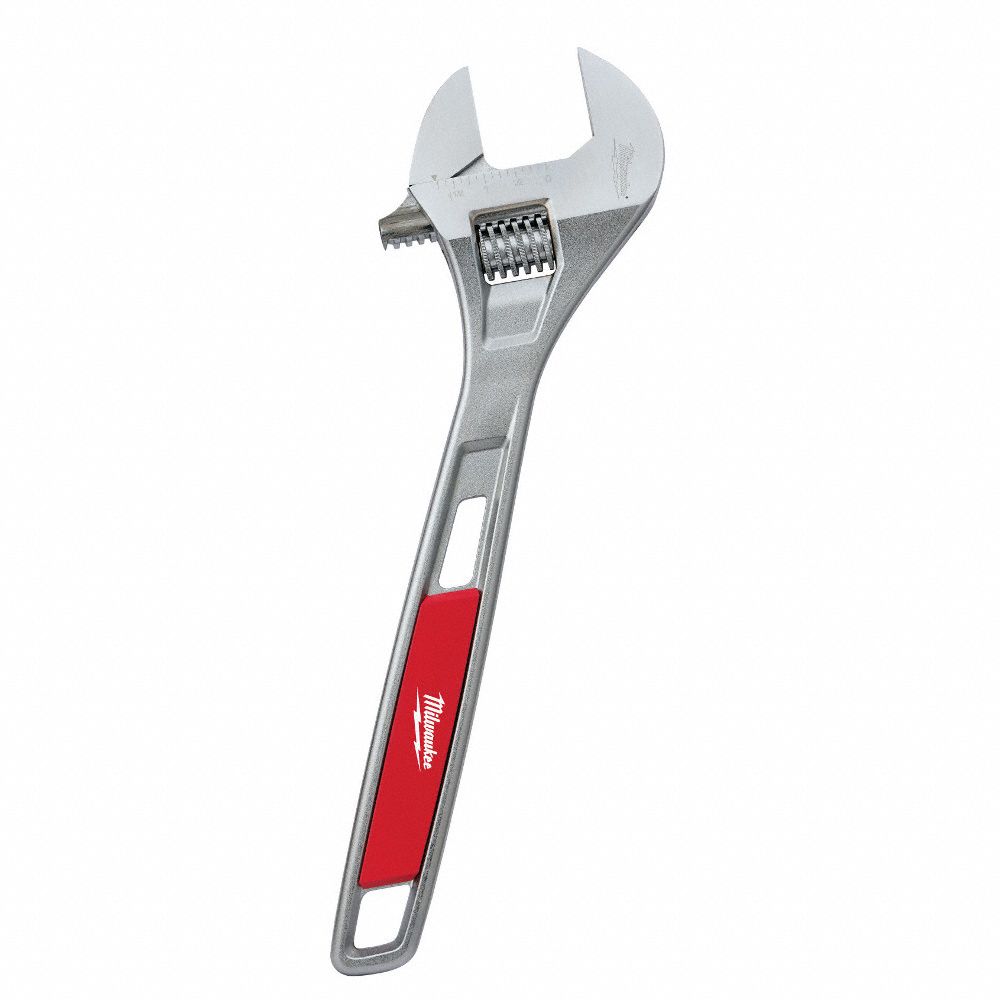 MILWAUKEE, Alloy Steel, Chrome, Adjustable Wrench - 48ZT25|48-22-7415 ...