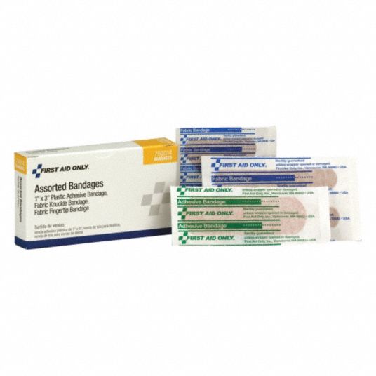 FIRST AID ONLY, Bandage Assortment, 1 in Wd, Adhesive Bandage - 48ZV47 ...