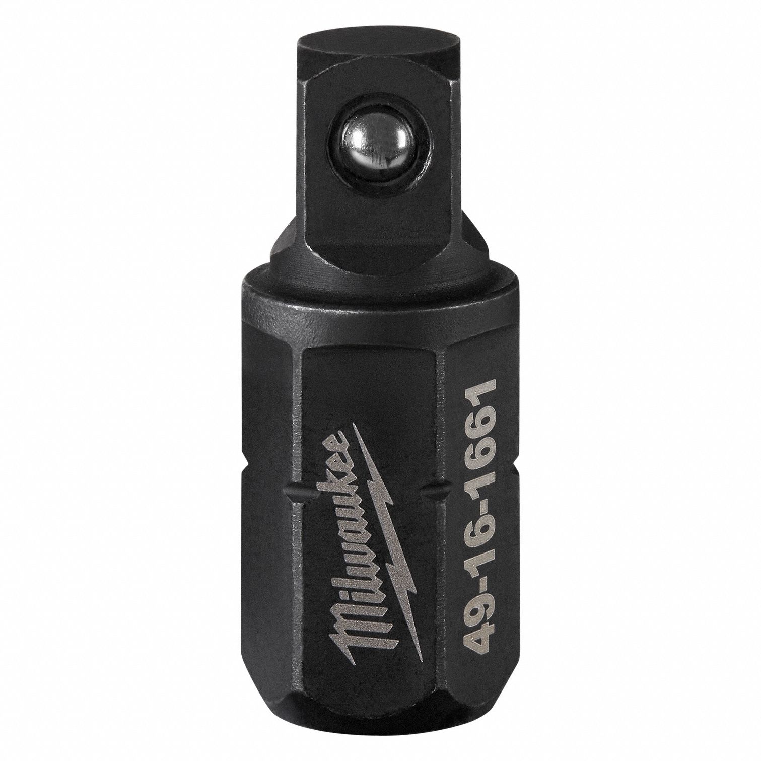 MILWAUKEE, 3/8 in Input Drive Size, Black Oxide, Impact Socket Adapter ...