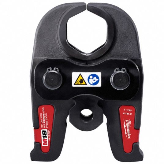 MILWAUKEE, 1 1/2 in Pipe, Copper (Plumbing)/Stainless Steel, Press Jaw ...