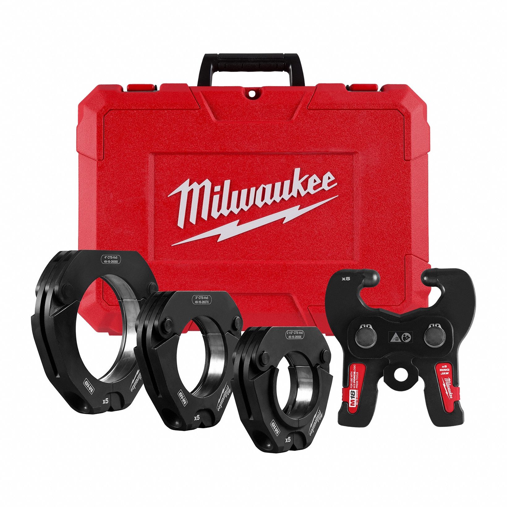 MILWAUKEE, 2 1/2 to 4 in Pipe, Copper/Stainless Steel, Press Jaw Kit ...