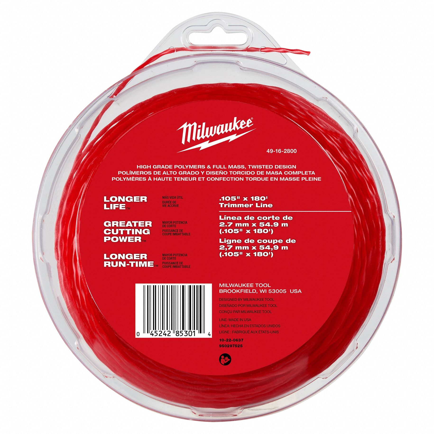 MILWAUKEE, Nylon, 0.105 in Dia, String Trimmer Line - 814L55|49-16-2800 ...